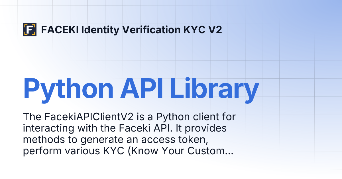 Python API Library | FACEKI Identity Verification KYC V2